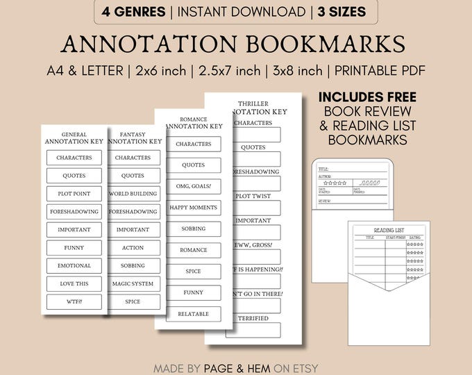 Annotating Bookmark - Etsy