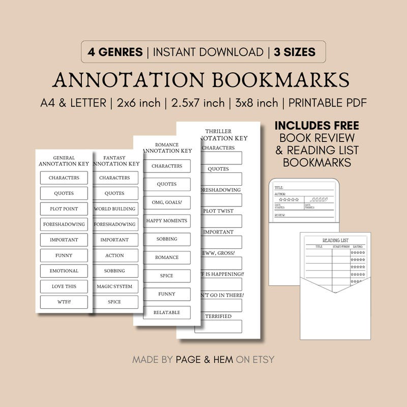 Book Annotation Tabs - Etsy