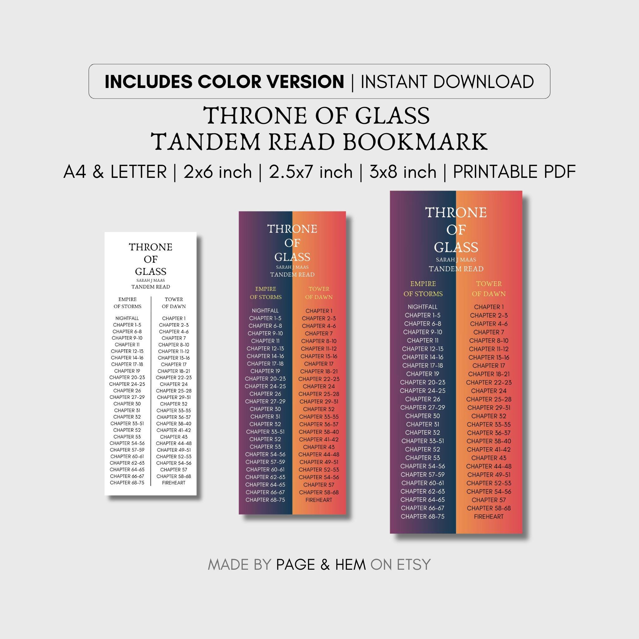 Throne of Glass Tandem Read Bookmark Printable, EOS Empire of Storms ...
