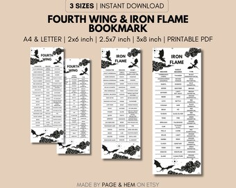 Iron Flame/ Fourth Wing Bookmark Bundle - Etsy