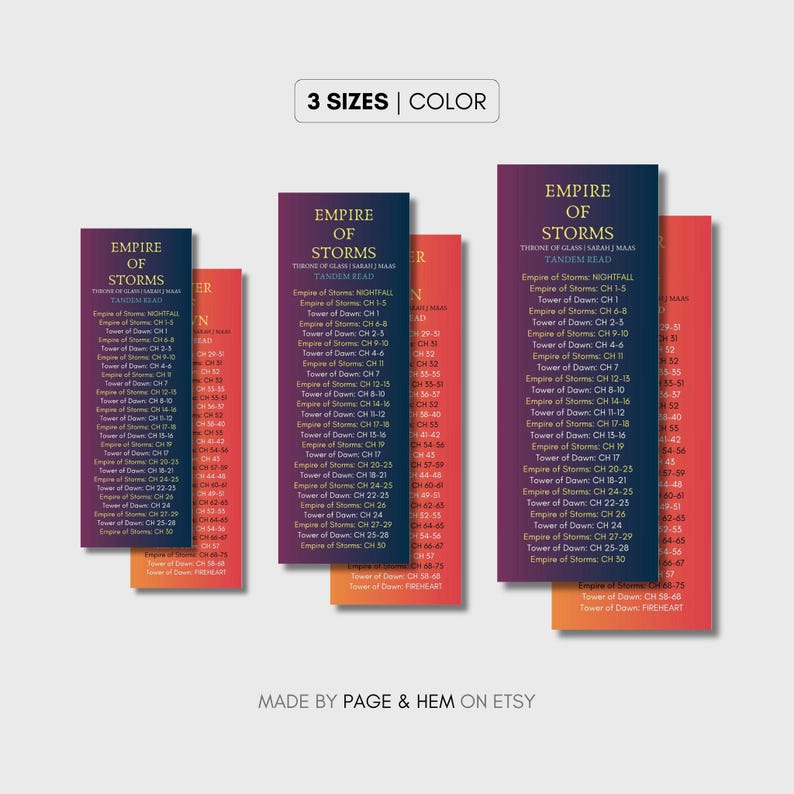 Throne of Glass Tandem Read Bookmark Printable, EOS Empire of Storms ...
