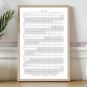 2024 Full Year Calendar Printable, Yearly Calendar, 365 Day Calendar ...