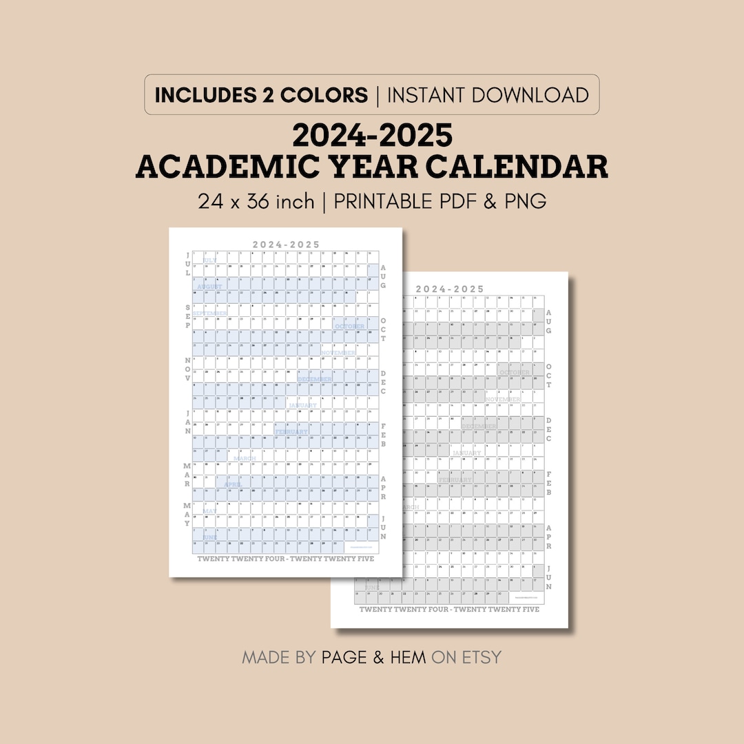 2024-2025 Academic Year Calendar Printable, Yearly Calendar, 365 Day ...