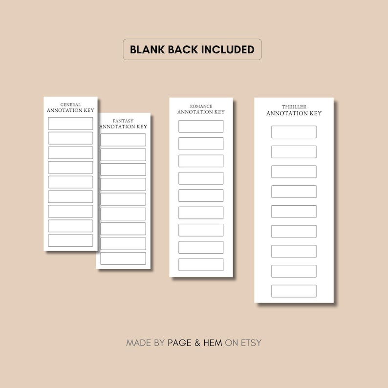 Printable Annotation Bookmark Bundle, Book Review, Reading List, 3 ...