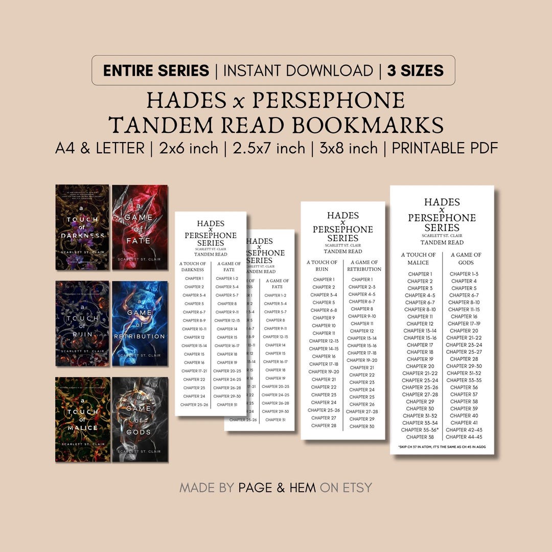 Hades & Persephone Printable Bookmark Bundle, Reading Guide, 3 Sizes - Etsy