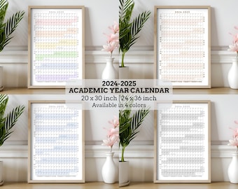 2024-2025 Academic Year Calendar Printable, Yearly Calendar, 365 Day ...