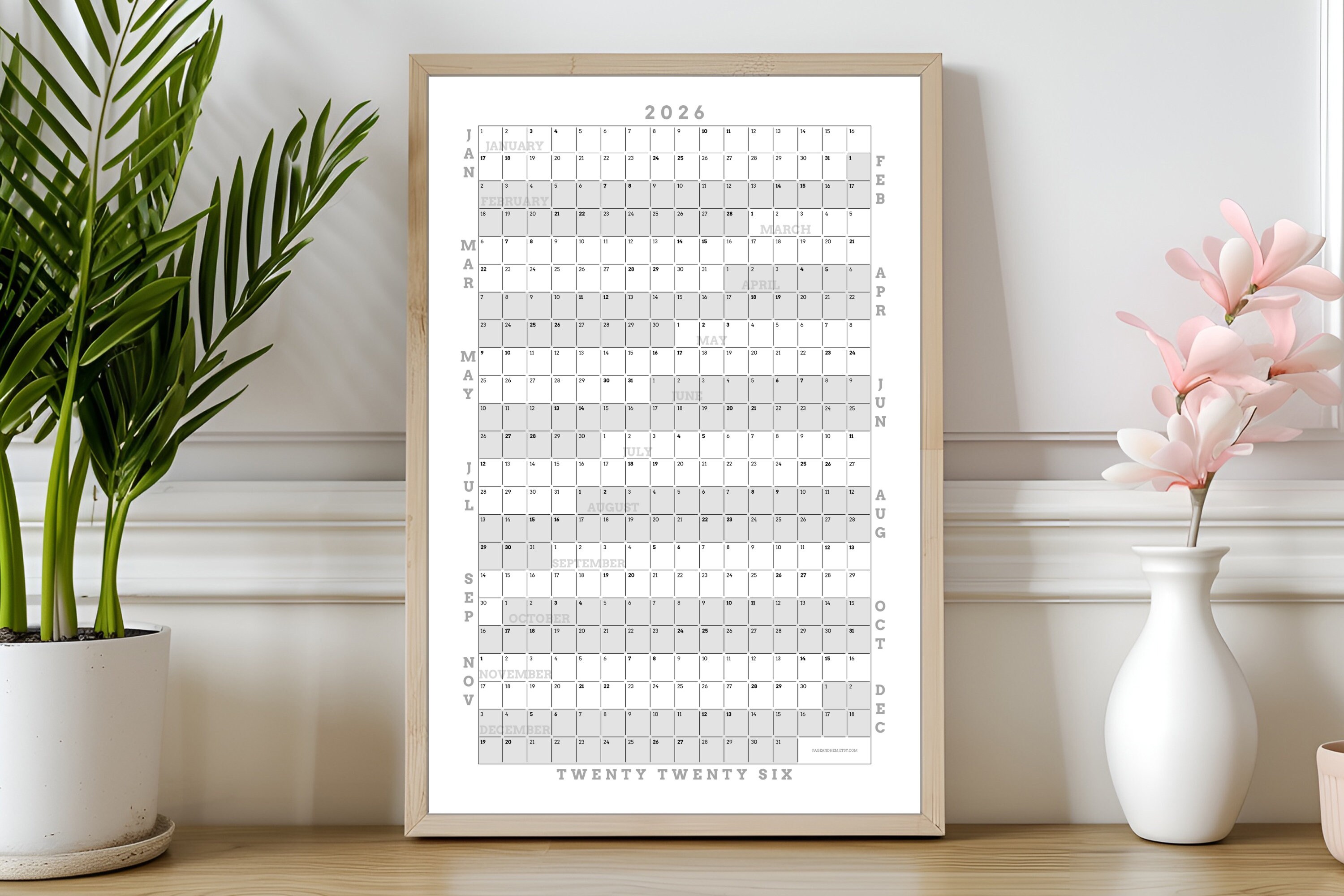 2024 2025 Full Year Calendar Printable, Yearly Calendar, 365 Day ...