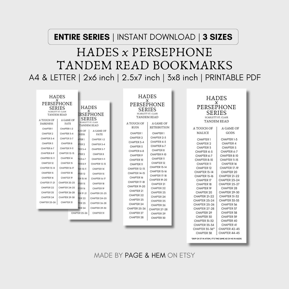 Hades X Persephone Bookmark Printable, Tandem Read Bookmark, Hades X ...