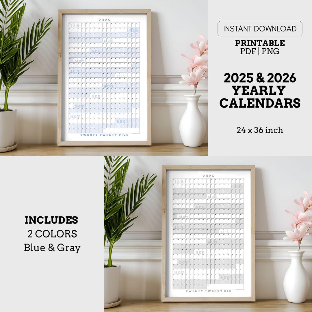 2025 Full Year Calendar Printable, 2026 Full Year Calendar, 365 Day ...