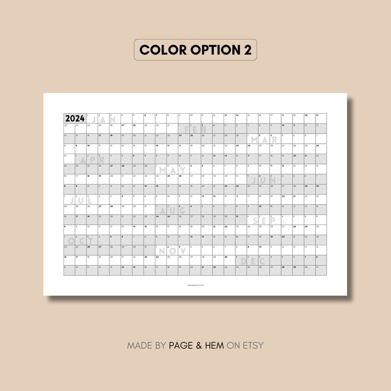 2024 Monthly & Yearly Calendar Printable, Yearly Calendar, 365 Day ...