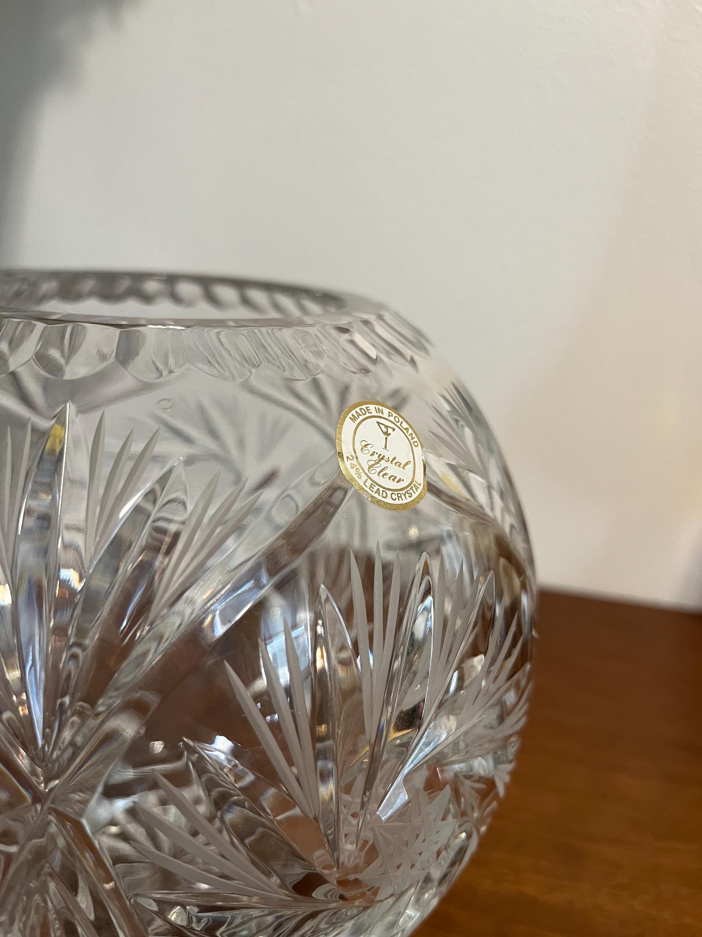 Crystal Clear 24% Lead Crystal Round Flower Vase // Made in Poland ...