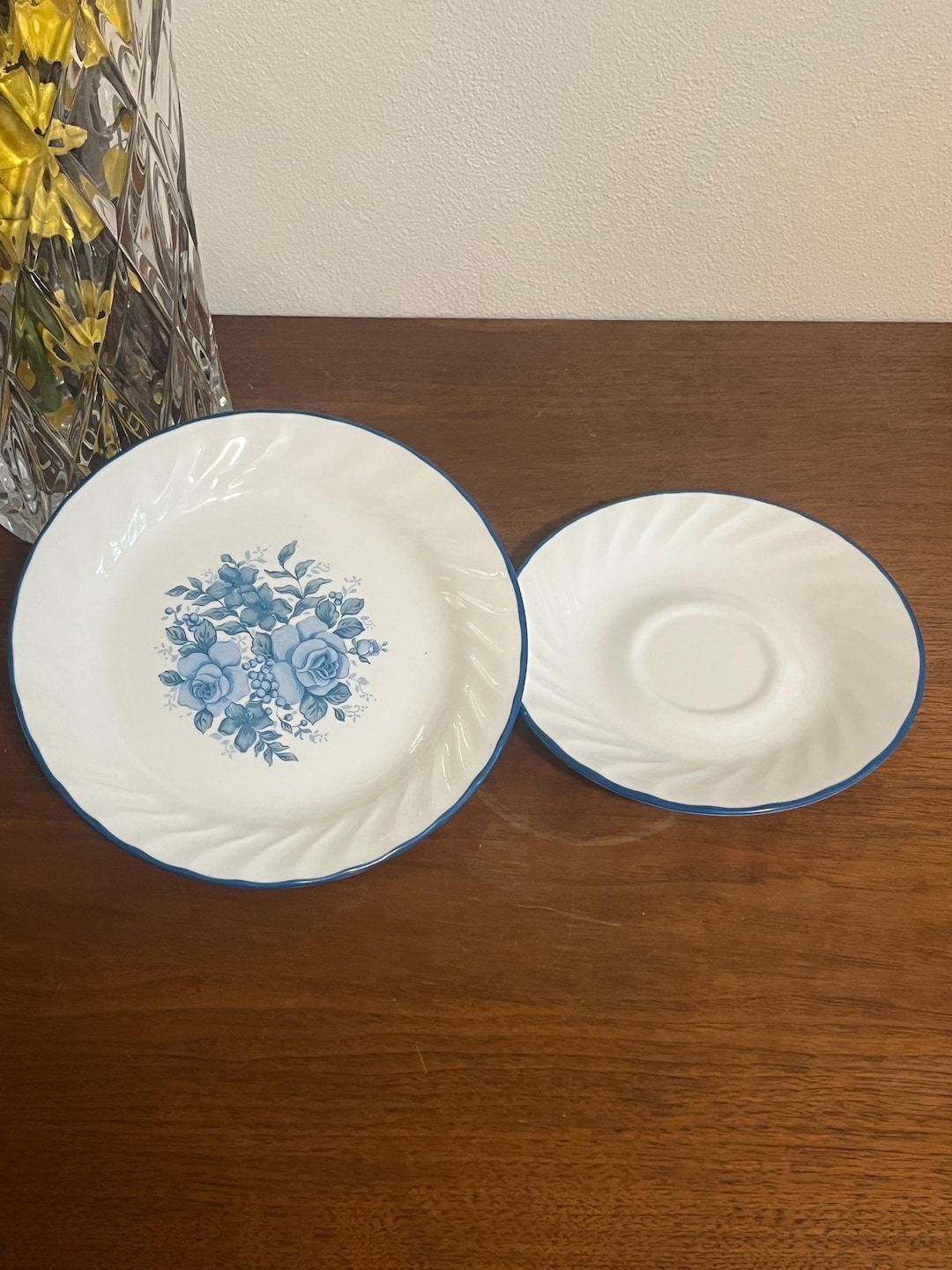 Vintage Corelle Blue Velvet Dinnerware | Salad Plates & Saucers | Blue ...