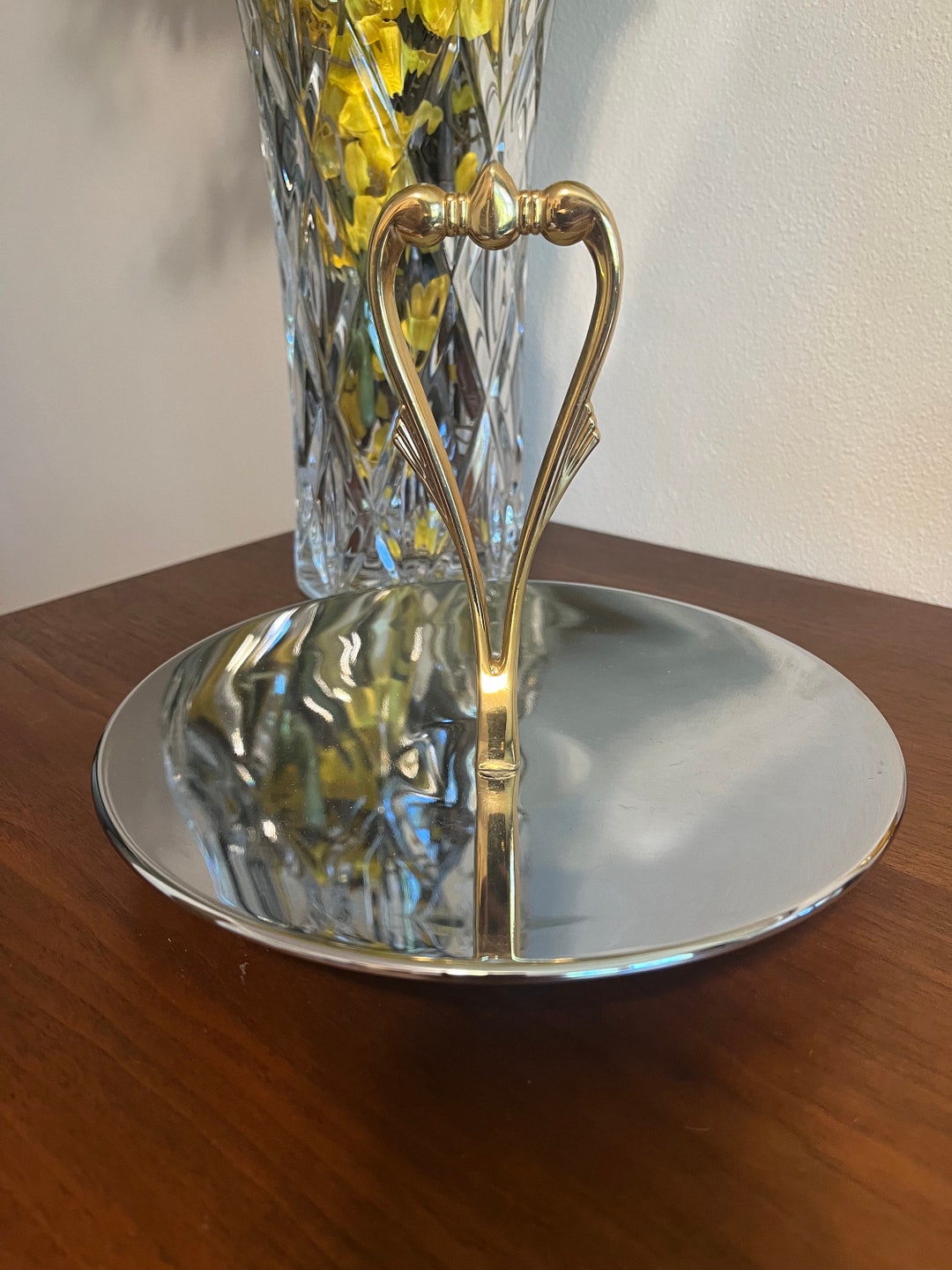 Vintage Kromex Chrome Serving Tray With Gold Handle // Mid-century ...