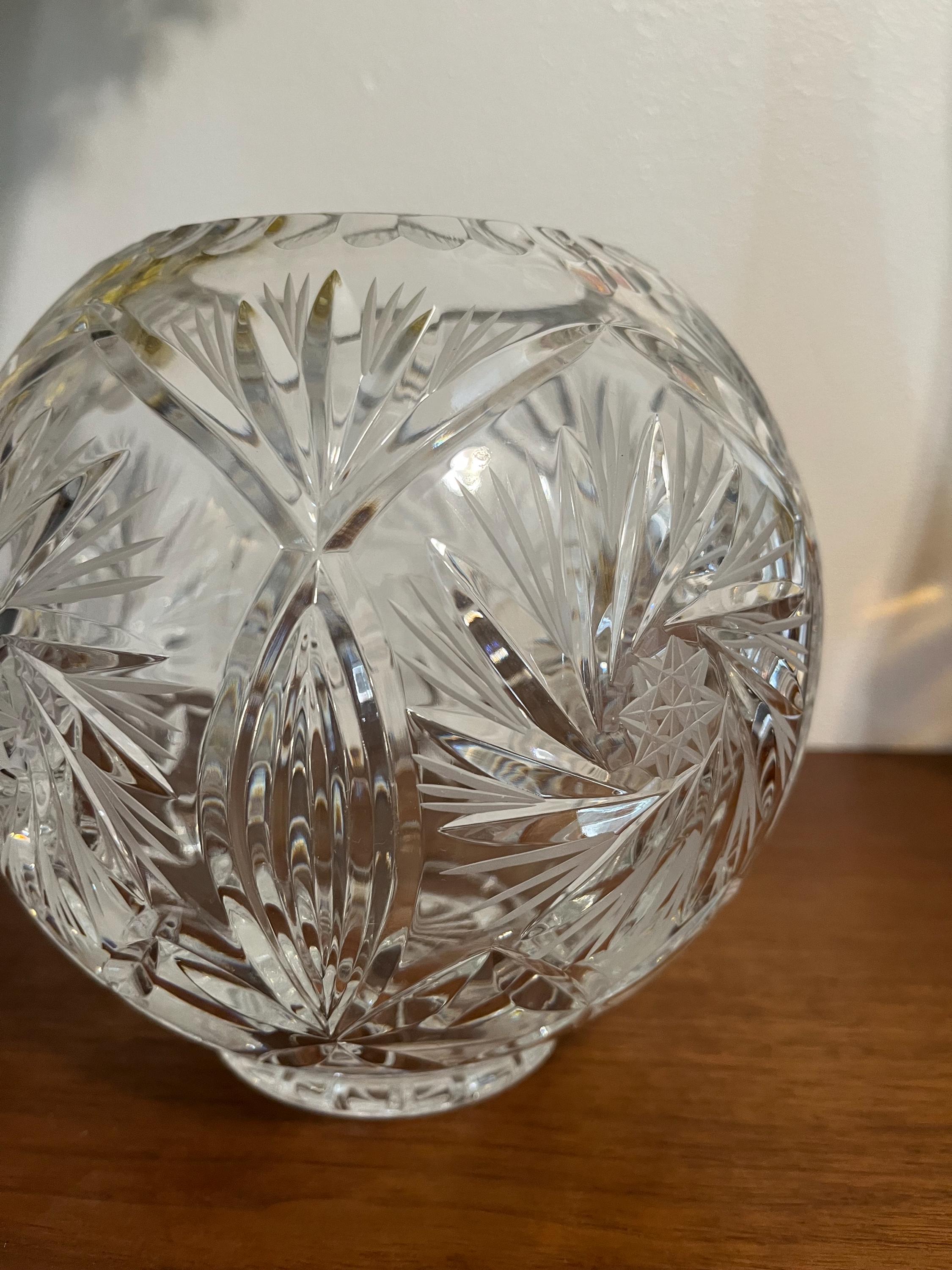 Crystal Clear 24% Lead Crystal Round Flower Vase // Made in Poland ...
