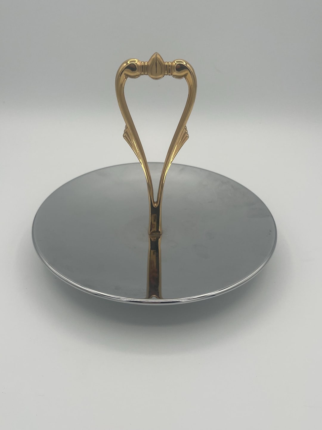Vintage Kromex Chrome Serving Tray With Gold Handle, Mid-century Modern ...
