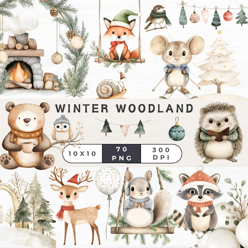 Woodland Animals Clipart - Etsy