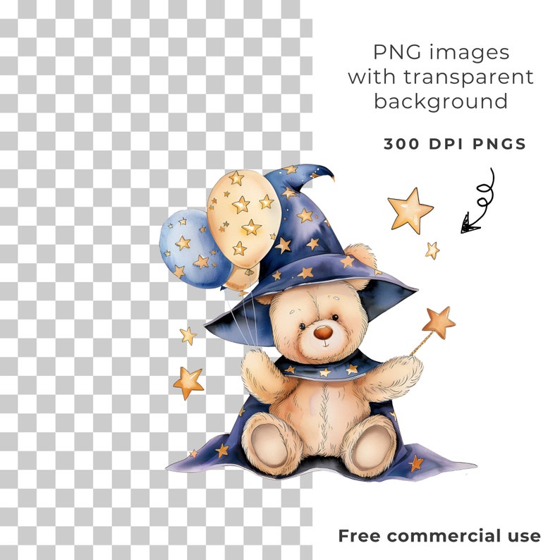 Wizard Teddy Bear, Blue Teddy Bear Clipart, Cute Teddy Bear, Nursery ...