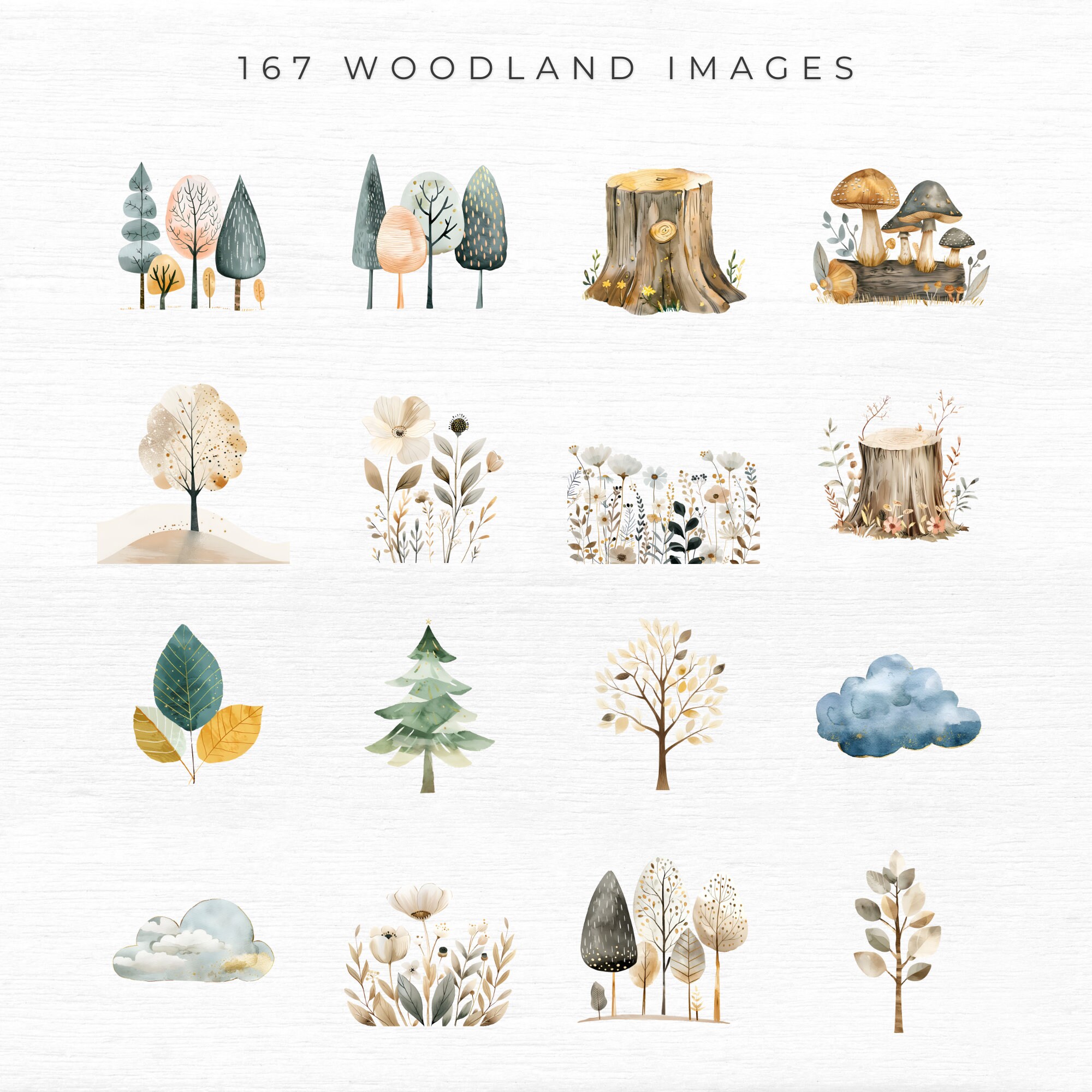 167 Woodland Animals Clipart, Woodland Nursery, Boho Woodland ...