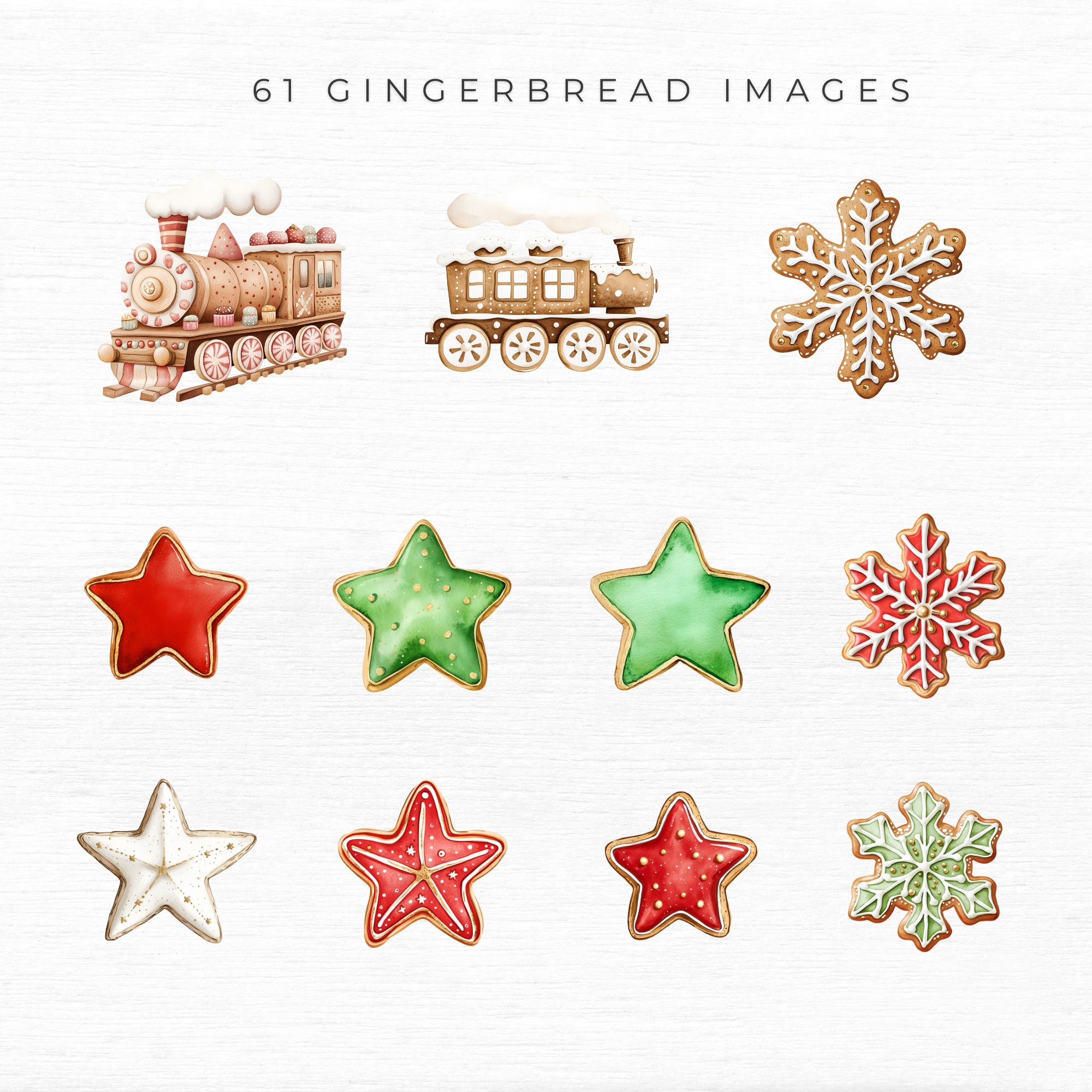 Gingerbread Clipart Bundle, Cute Christmas Cookies, Watercolor ...