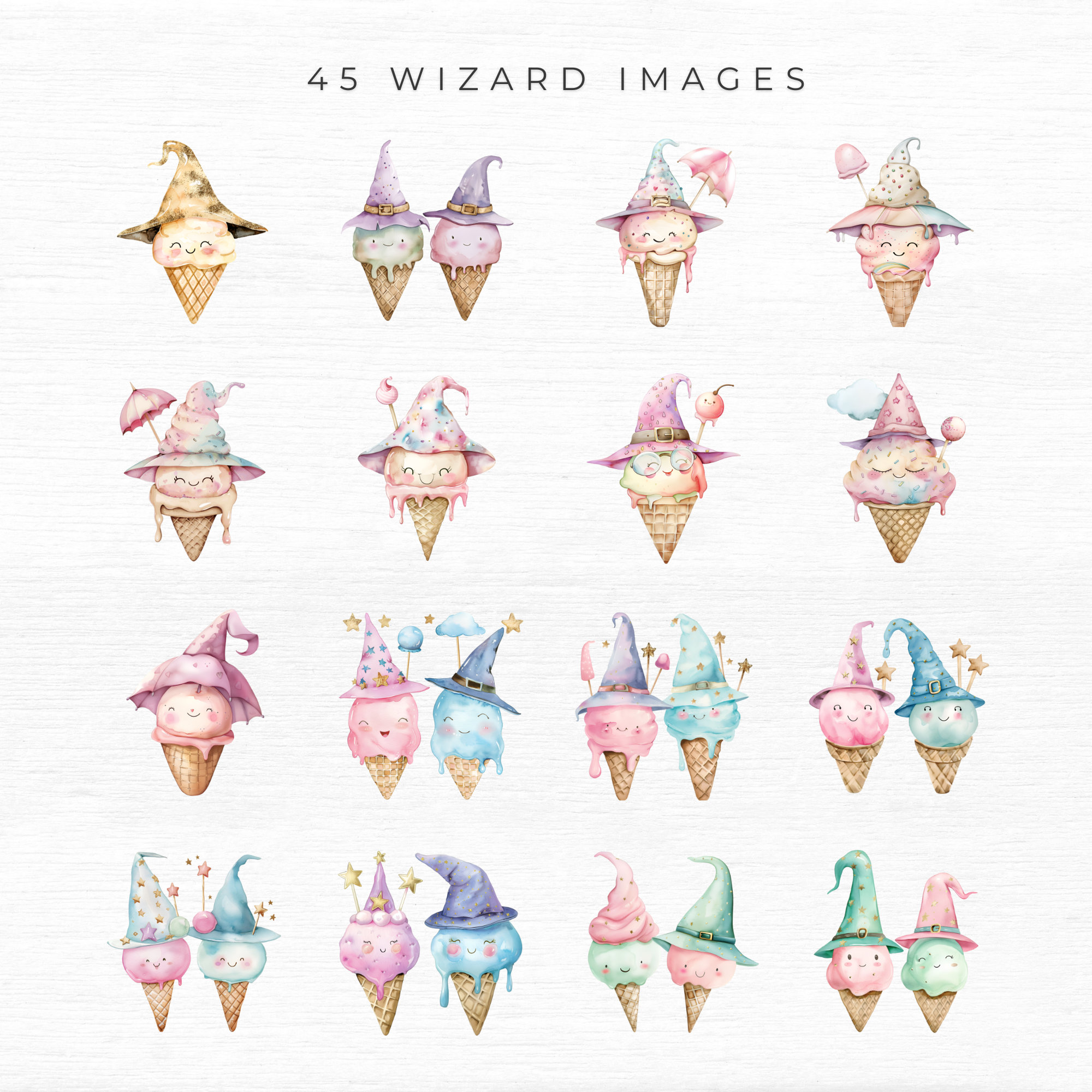 Ice Cream Clipart, Witch and Wizard PNG, Summer Sweet Treats, Wizard ...