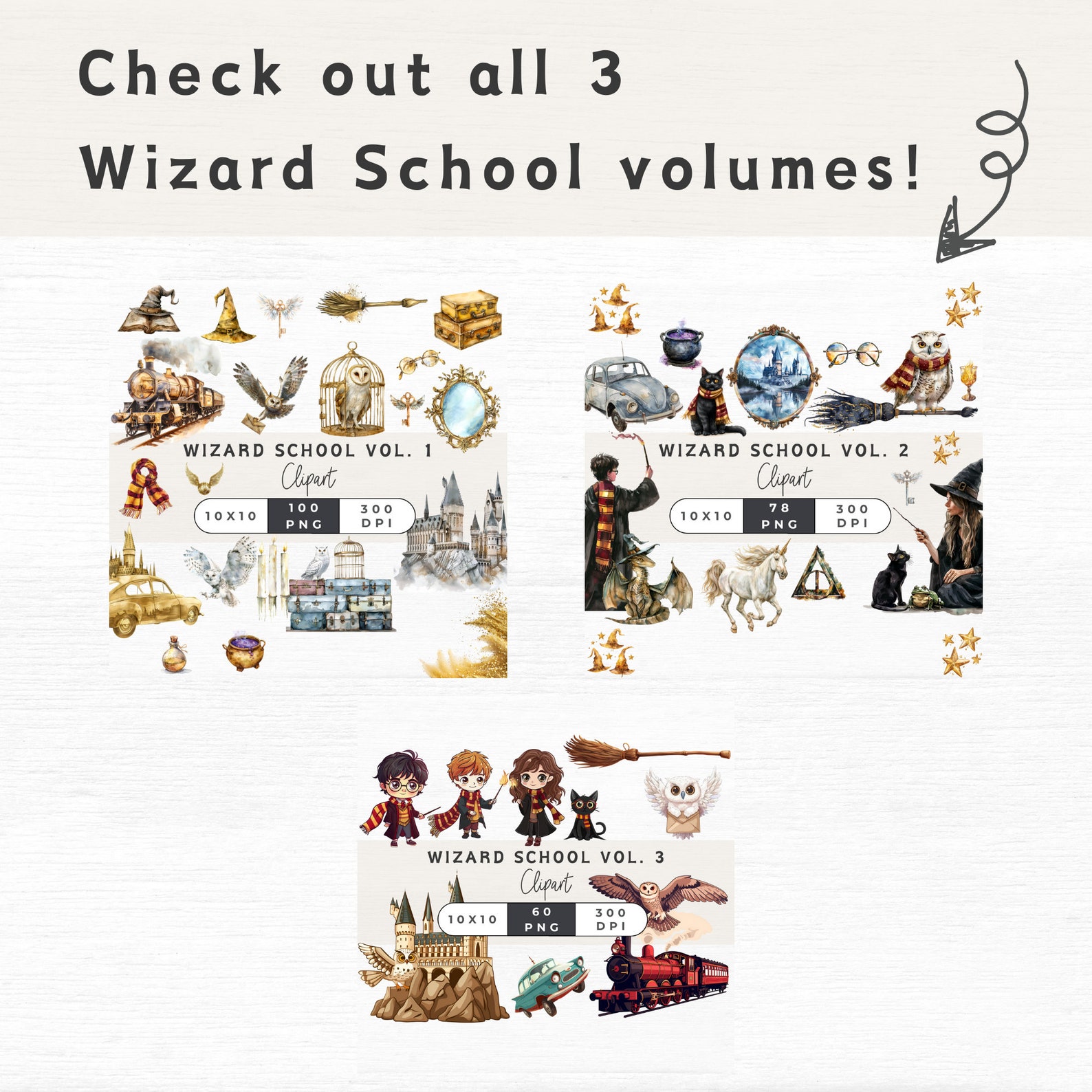 Wizard School Clipart Pack, Magic School PNG, Commercial Use, Wand ...