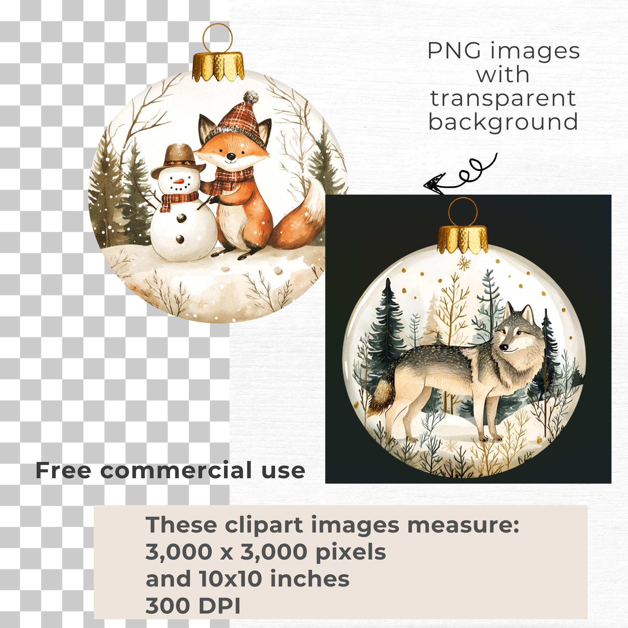 Christmas Woodland Animals Clipart, Winter Animal Clipart, Cute Forest ...