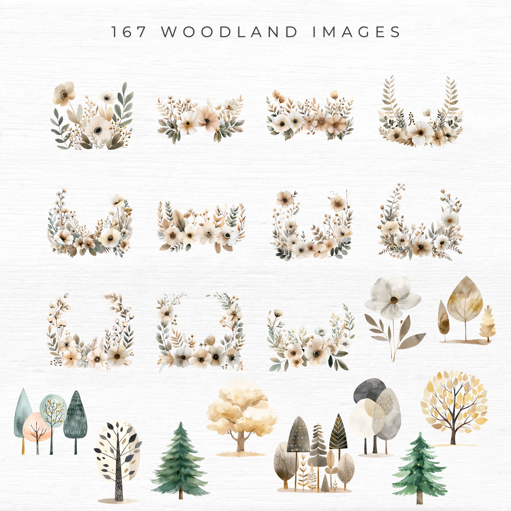 167 Woodland Animals Clipart, Woodland Nursery, Boho Woodland ...