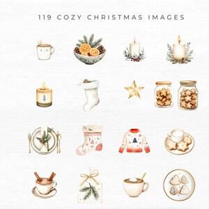 Cozy Christmas Clipart, Holiday Decor, Cute Winter Graphics, Watercolor ...