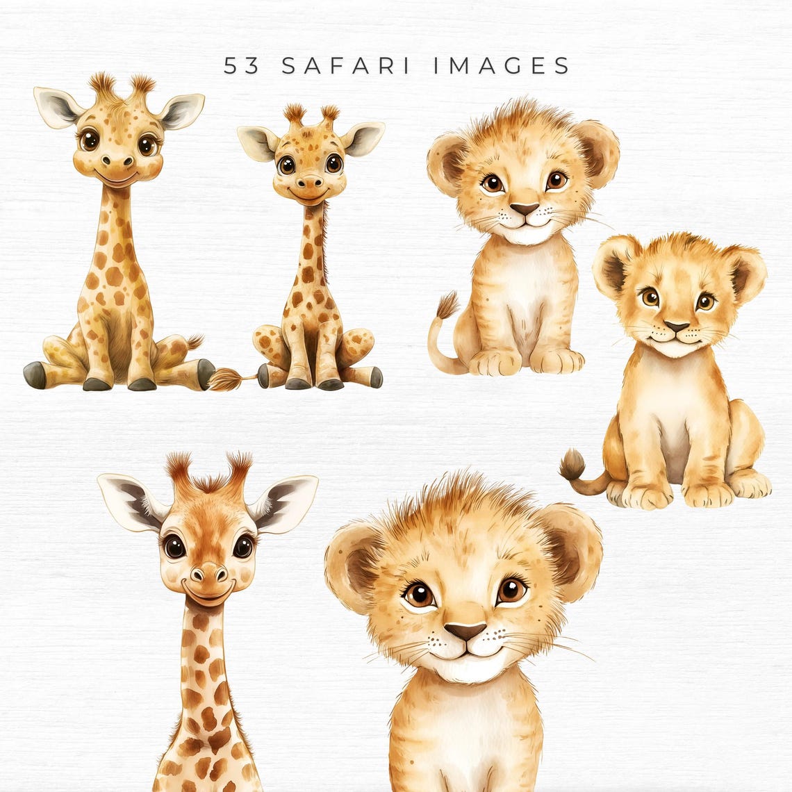 Watercolor Safari Clipart, Jungle Animals PNG, Cute Safari Art ...