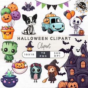 Cute Halloween Clipart, Cute Ghosts PNG, Spooky Season, Pumpkin ...