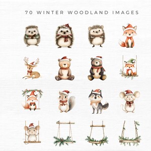 Winter Woodland Animals Clipart, Cute Forest Creatures, Christmas ...