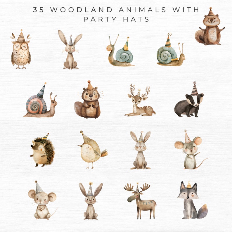 Woodland Animals Clipart, Party Animal Clipart, Woodland Birthday ...