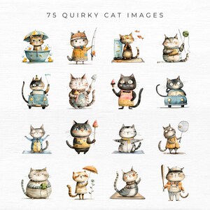 Quirky Cat Clipart, Whimsical Cat Clipart, Quirky Cat Png, Funny Cat ...