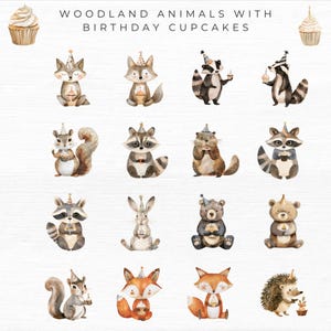 Woodland Animals Clipart, Party Animal Clipart, Woodland Birthday ...
