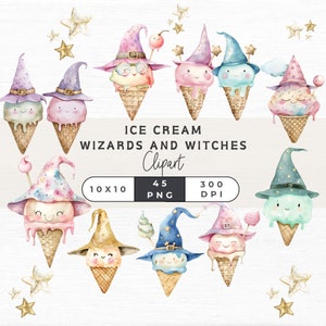 Ice Cream Clipart, Witch and Wizard PNG, Summer Sweet Treats, Wizard ...