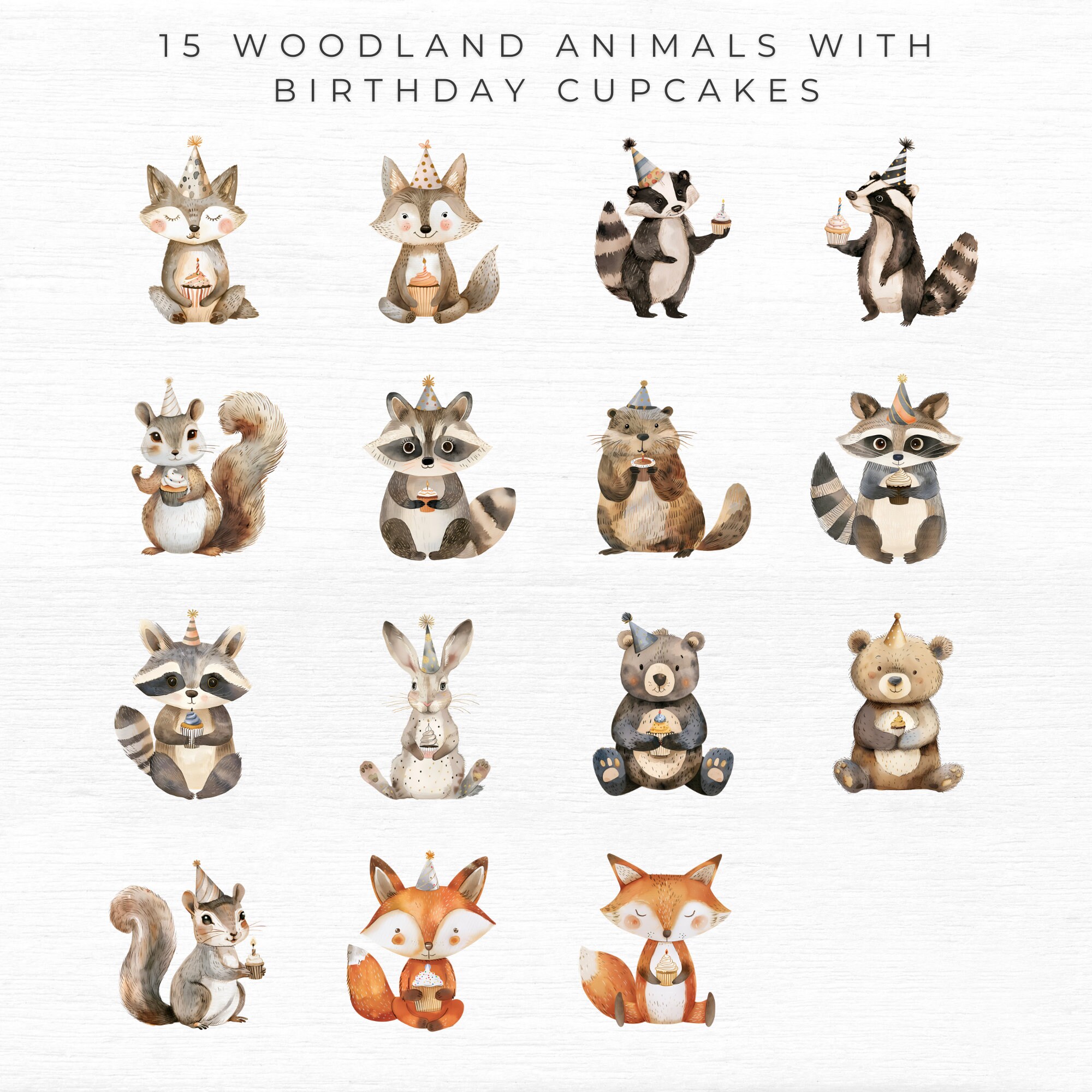 Woodland Animals Clipart, Party Animal Clipart, Woodland Birthday ...