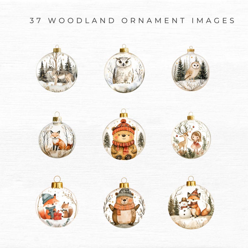 Christmas Woodland Animals Clipart, Winter Animal Clipart, Cute Forest ...