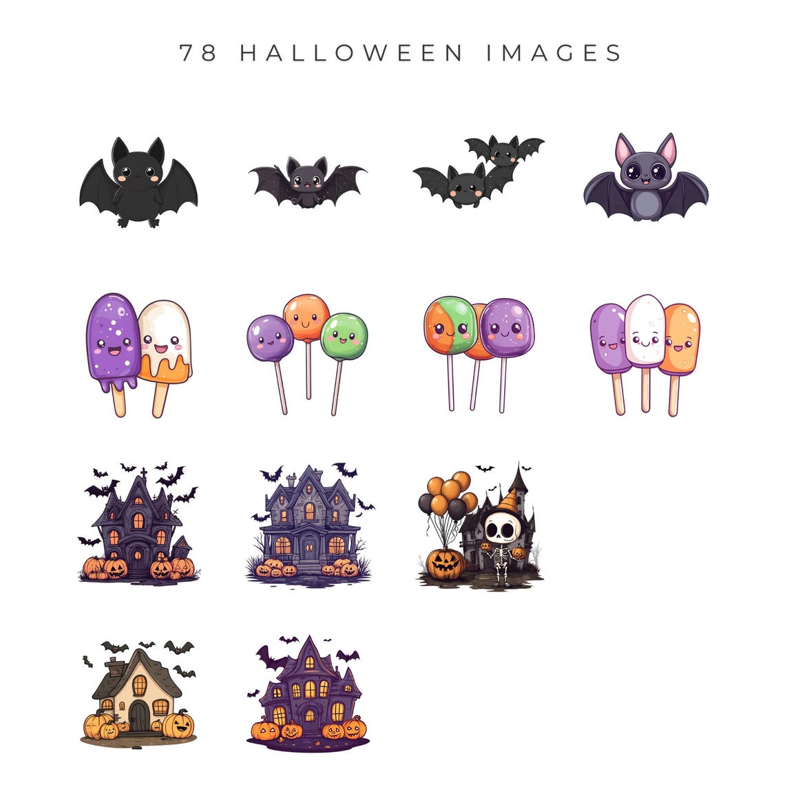Cute Halloween Clipart, Cute Ghosts PNG, Spooky Season, Pumpkin ...