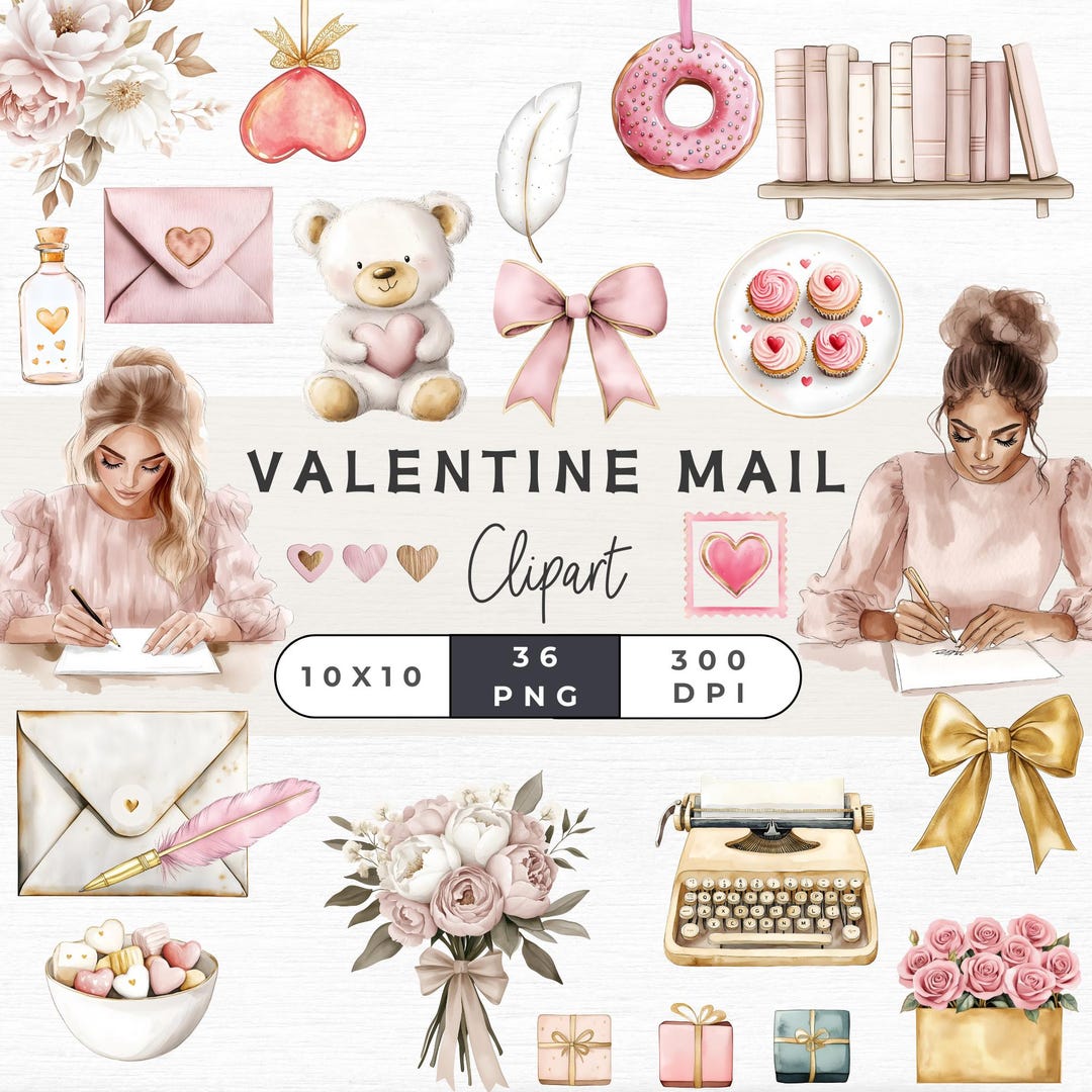 Valentine's Day Clipart, Valentine Mail Clipart, Love Letter Clipart ...