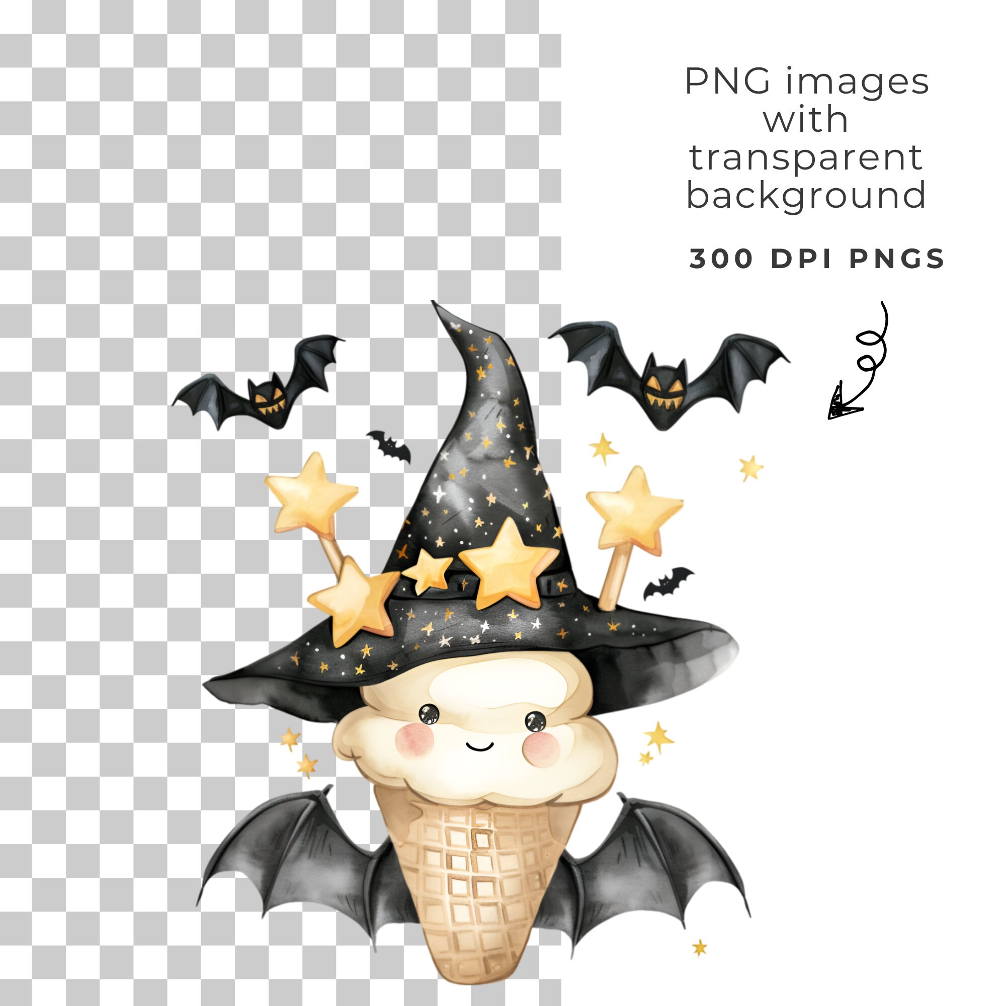 Ice Cream Clipart, Witch and Wizard PNG, Halloween Clipart, Sweet ...