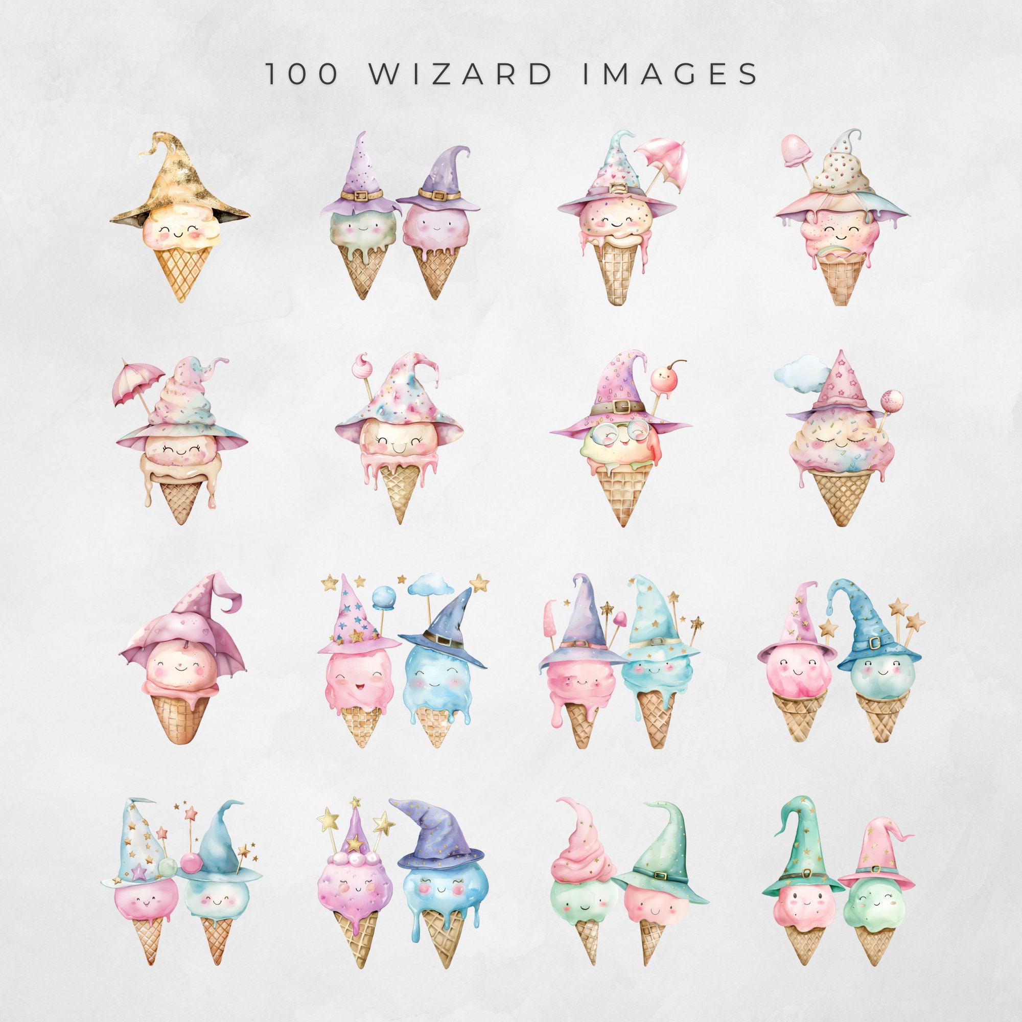 Ice Cream Clipart, Witch and Wizard PNG, Summer Sweet Treats, Wizard ...