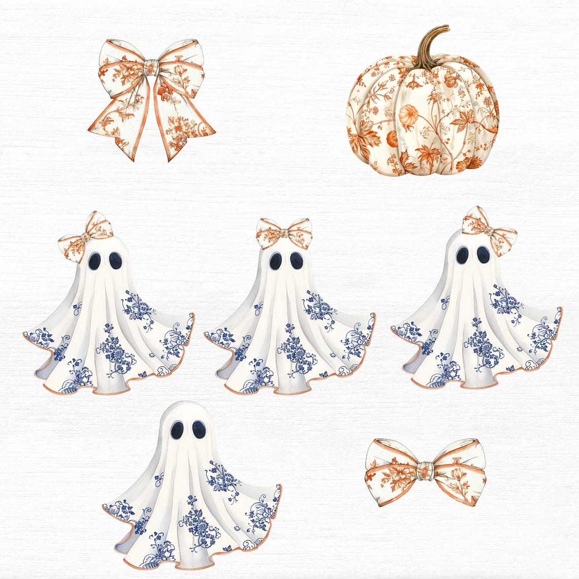 Cute Ghost PNG, Halloween Clipart, Toile Ghost Clipart, Floral Ghost ...