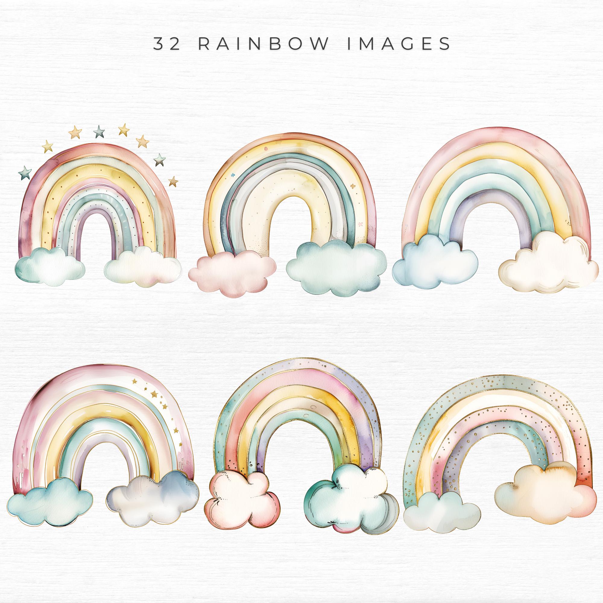 Rainbow Clipart, Rainbow PNG, Watercolor Rainbow Clip Art, Boho Rainbow ...