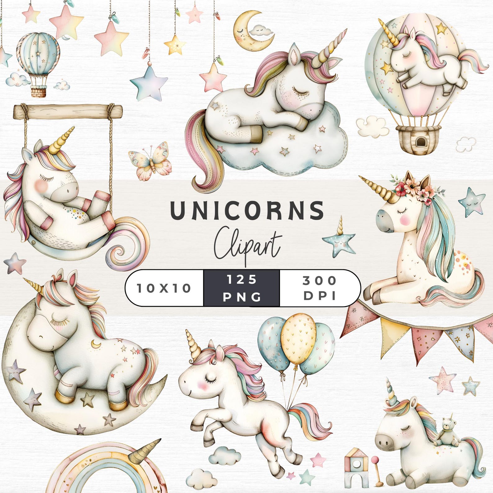 Cute Unicorn Clipart, Baby Unicorn Clipart, Unicorn Png, Rainbow ...