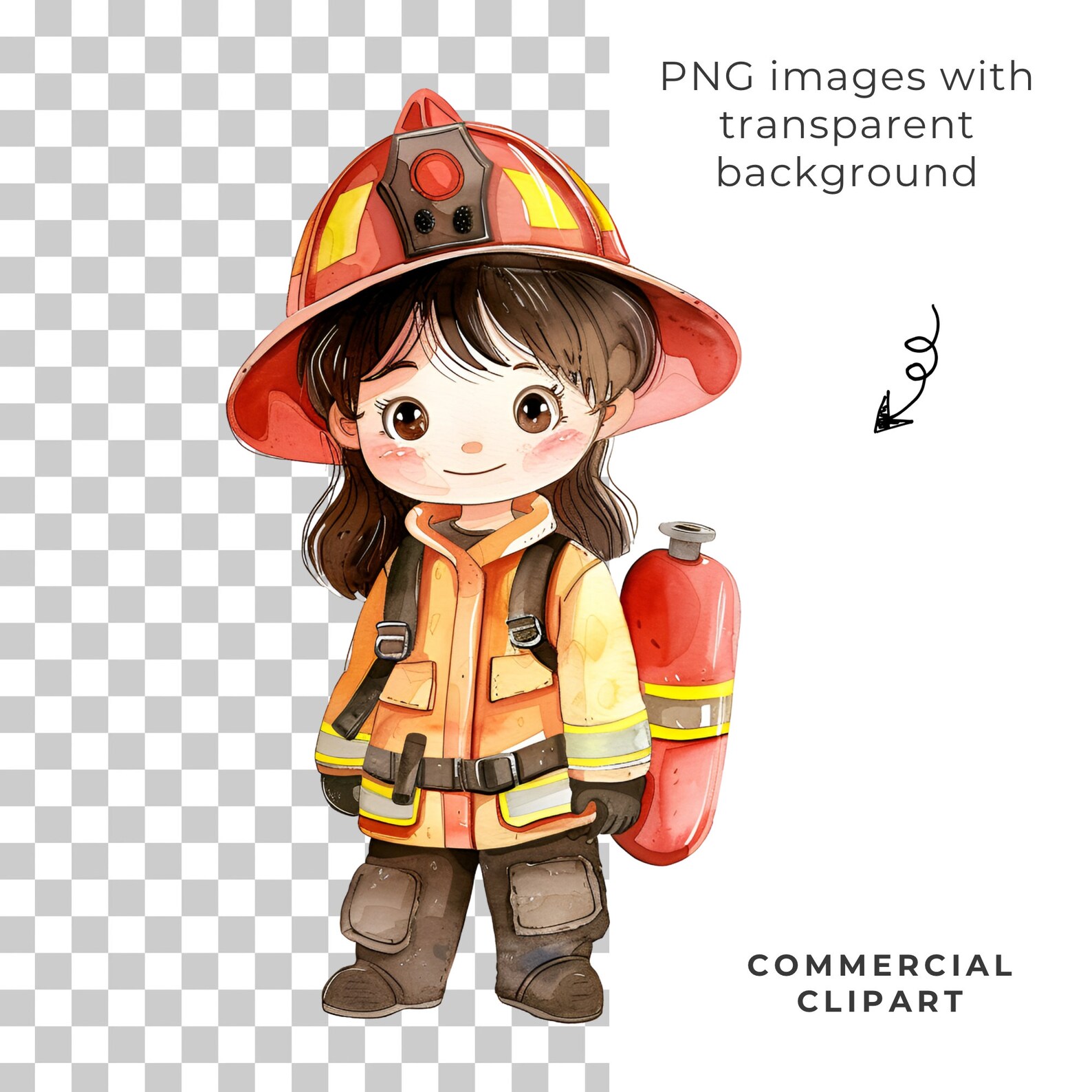 Watercolor Firefighter Clipart, Fire Department Clipart PNG, Fire ...