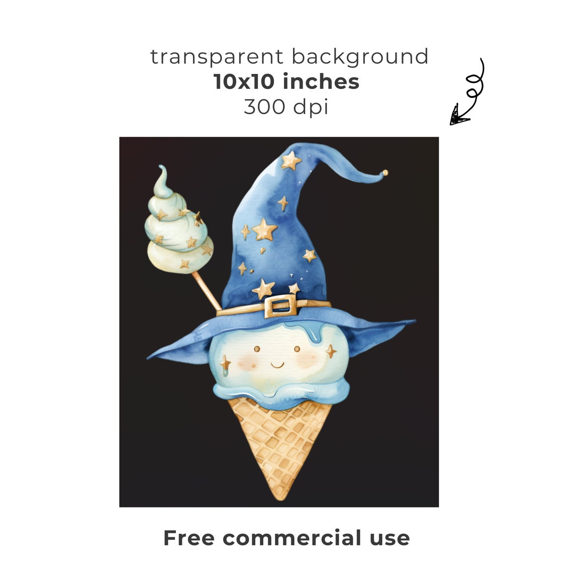 Ice Cream Clipart, Witch and Wizard PNG, Summer Sweet Treats, Wizard ...