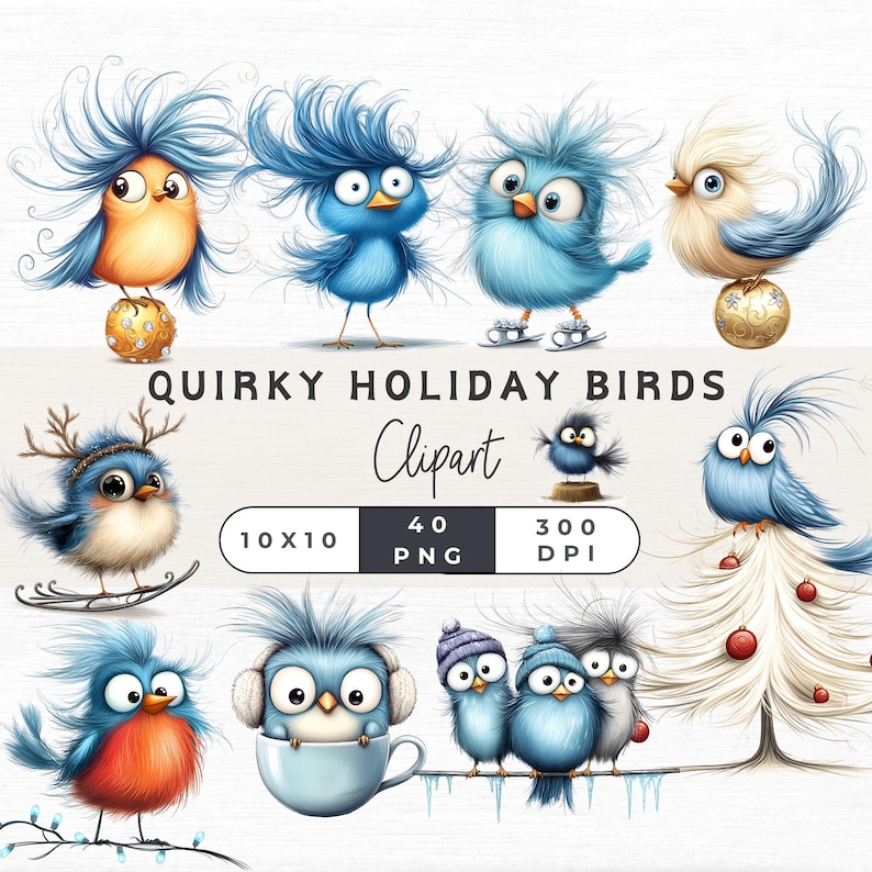 Quirky Birds Clipart, Funny Bird Png, Sarcastic Birds, Whimsical Birds ...