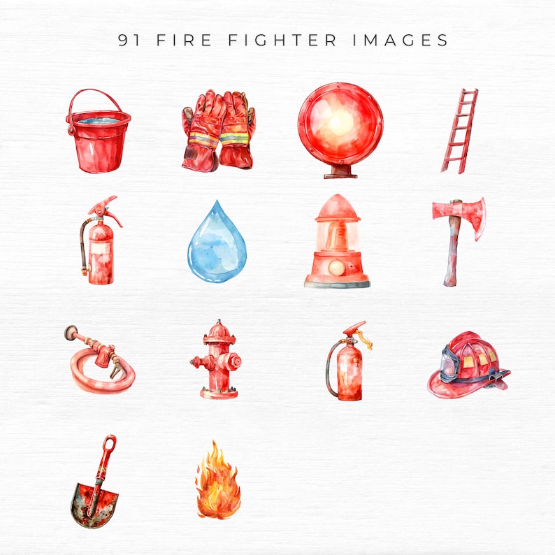 Watercolor Firefighter Clipart, Fire Department Clipart PNG, Fire ...