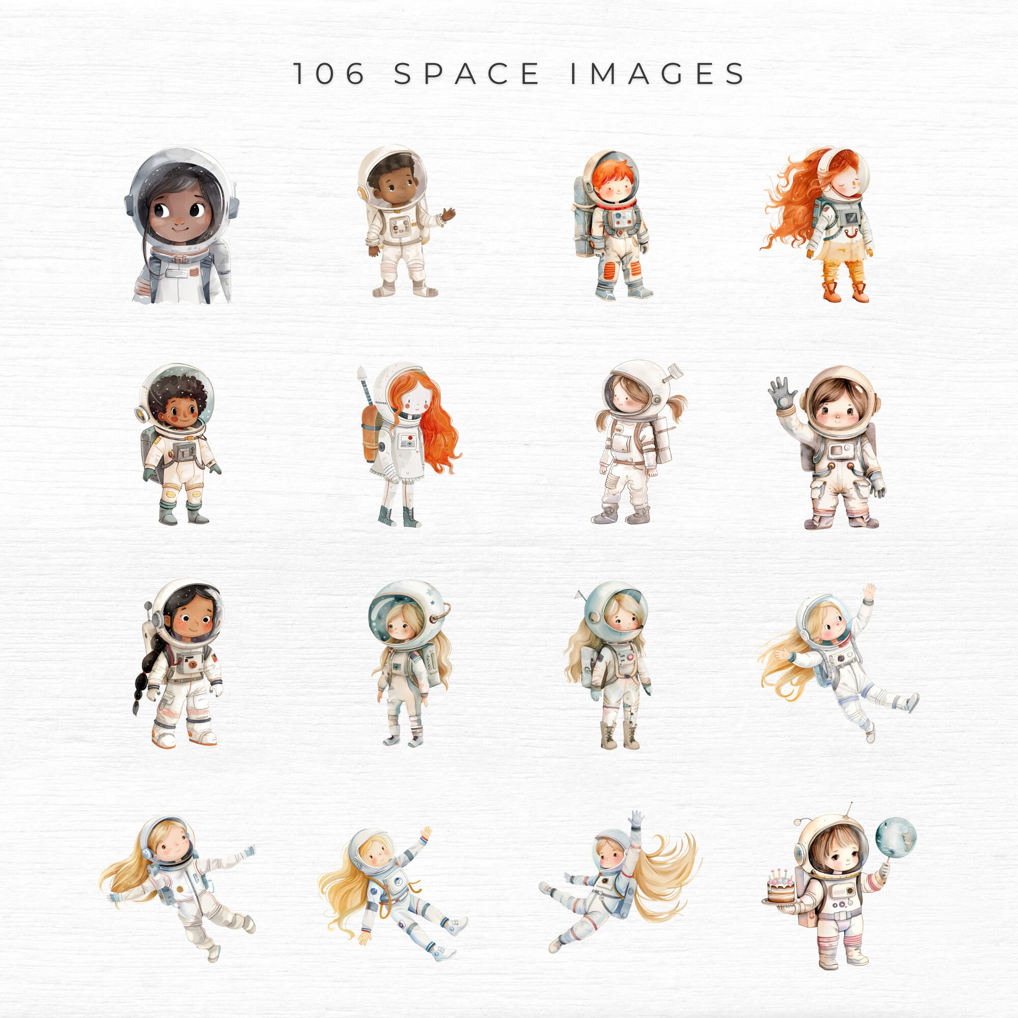 106 Watercolor Space Clipart Bundle, Astronaut PNG, Planets Clipart ...