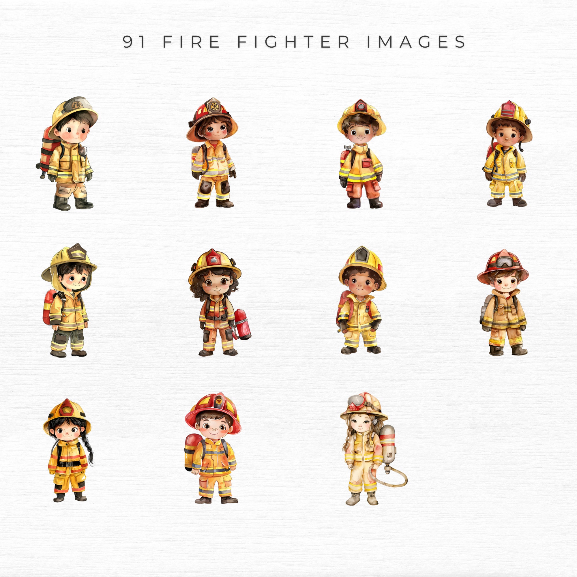 Watercolor Firefighter Clipart, Fire Department Clipart PNG, Fire ...
